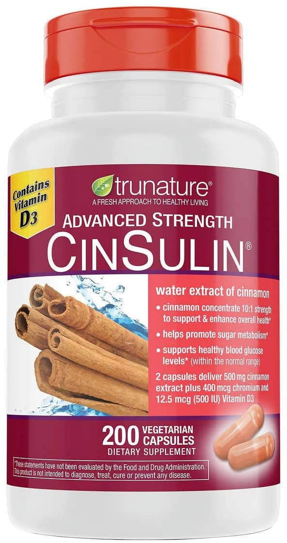 TruNature Advanced Strength Cinsulin Cinnamon, Vitamin D3 500 Mg ...