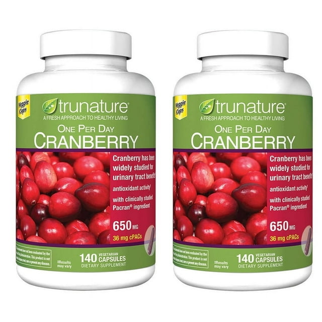 TruNature Vegan One Per Day Cranberry 650mg, 140 Vegetarian Capsules ...