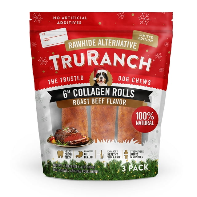 TruRanch Roast Beef Collagen Roll, Rawhide Alternative, Dog Chew 6-in ...