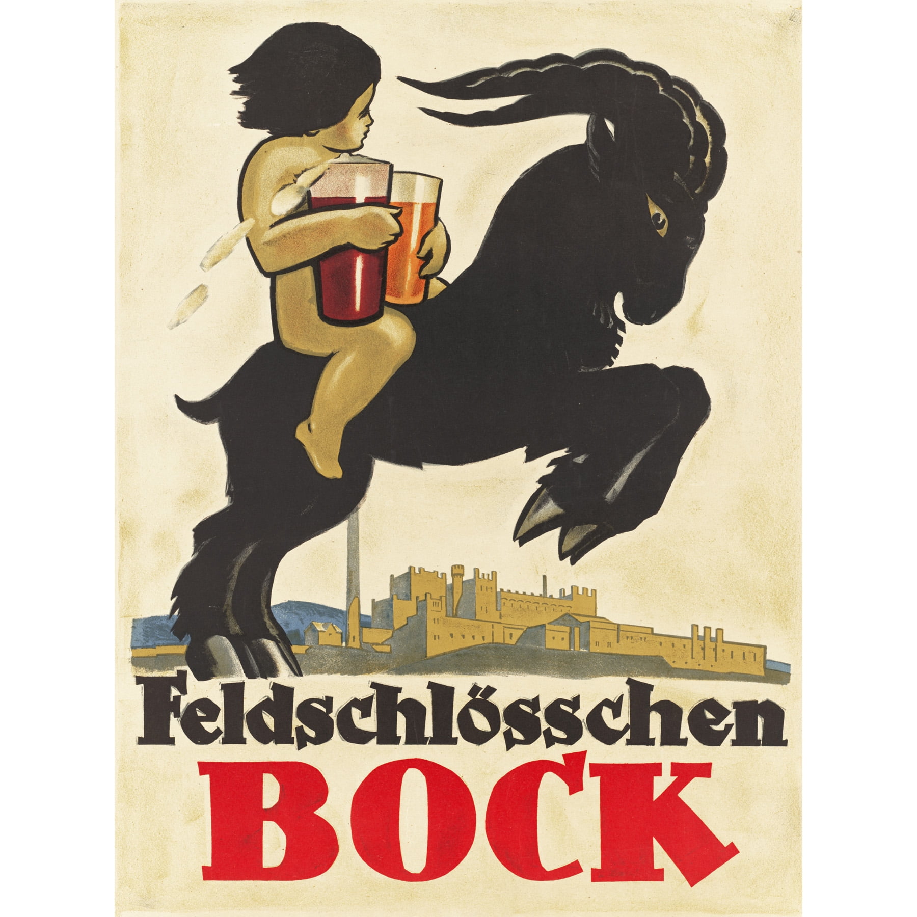 Trub & Co. Feldschlosschen Goat Beer Ale Advert Extra Large Art Print ...