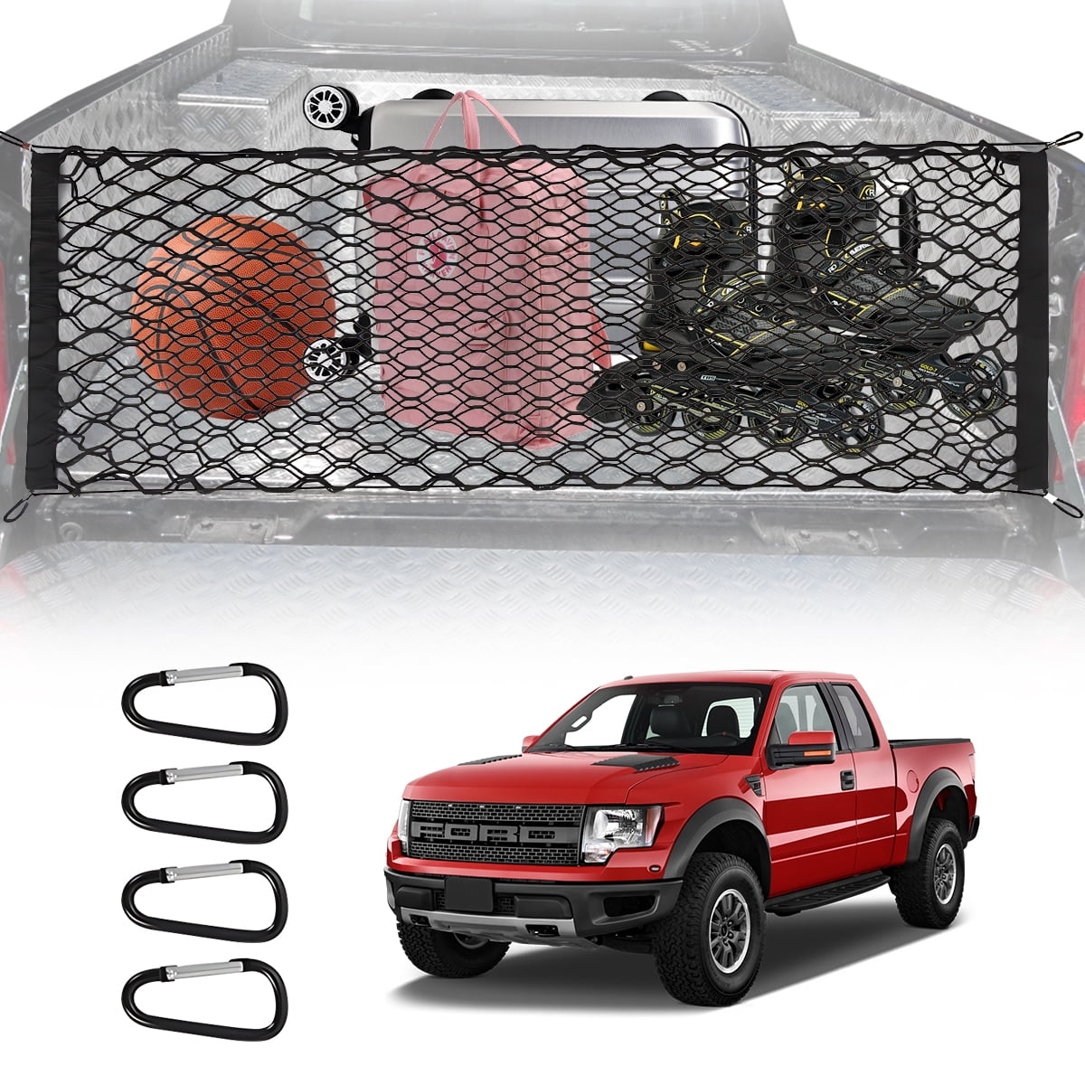 Kabuer Truck Bed Cargo Net, Premium Heavy Duty Solution for Pickup ...