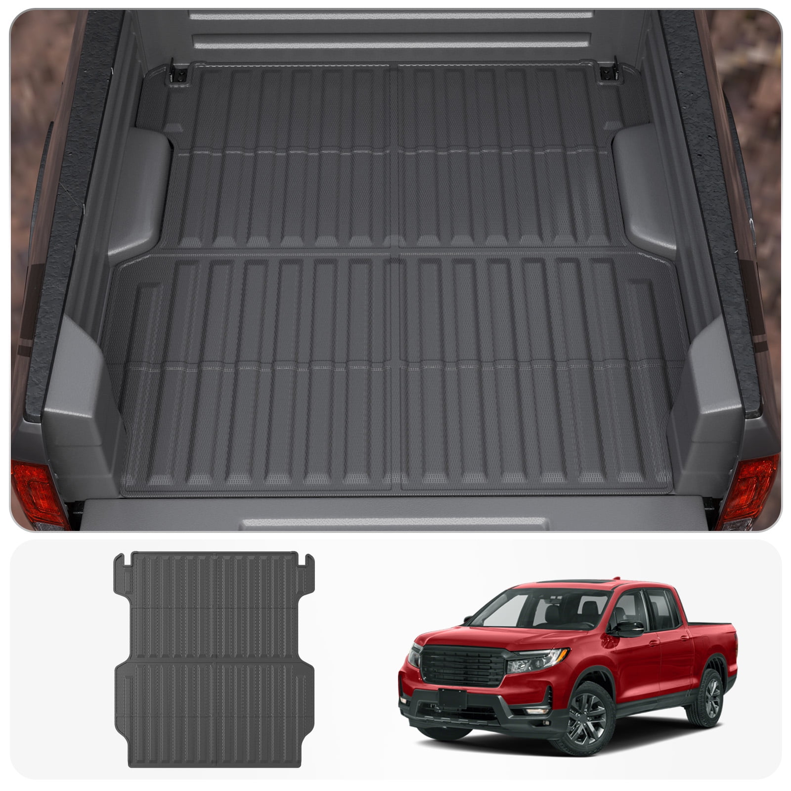 Truck Bed Mat For 2017-2024 2025 Honda Ridgeline 5.3FT Bed Mat TPE All ...