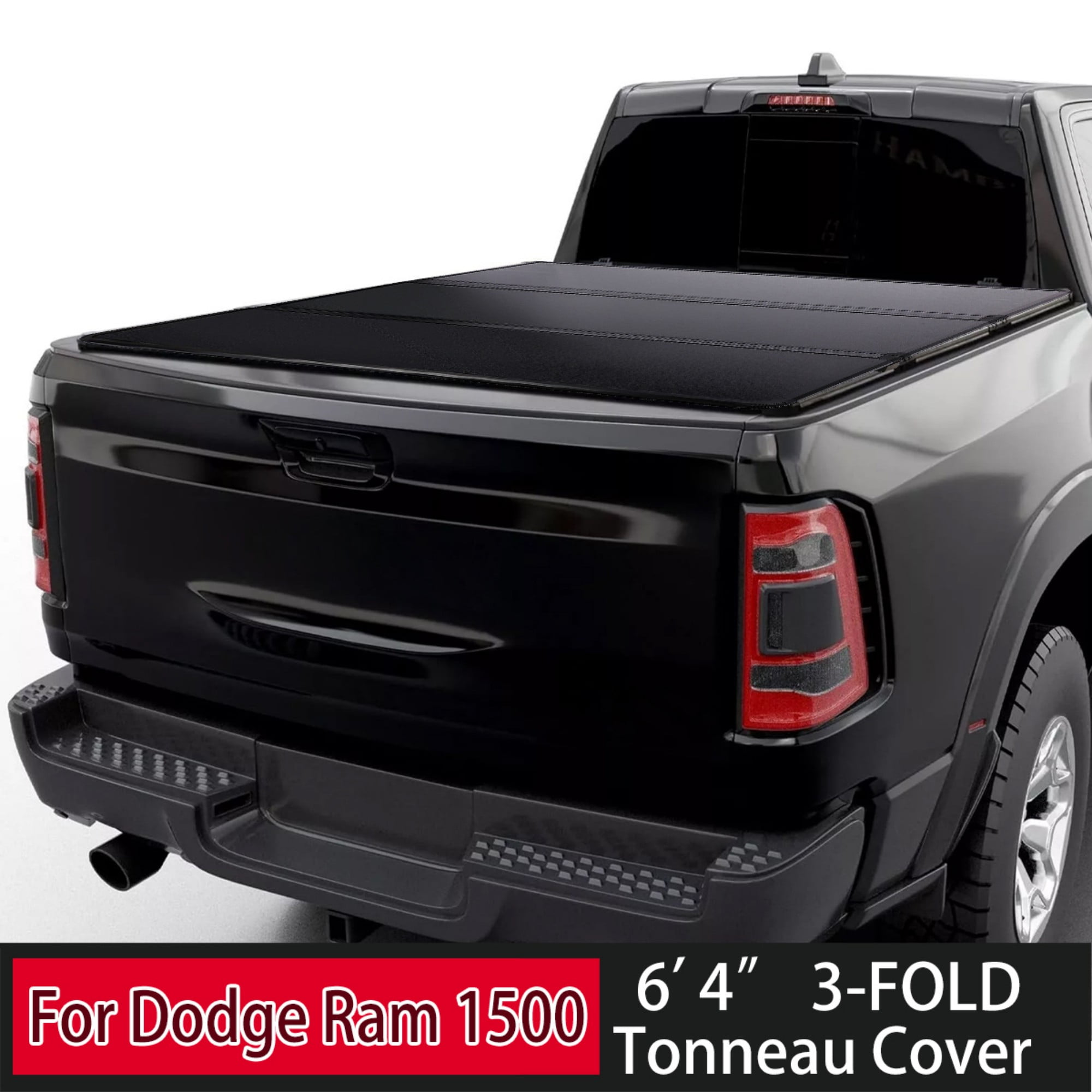 Truck Bed Top Hard Solid Tri-Fold Tonneau Cover Fits Dodge Ram 1500 2009-2025 6.4FT Truck Bed ...