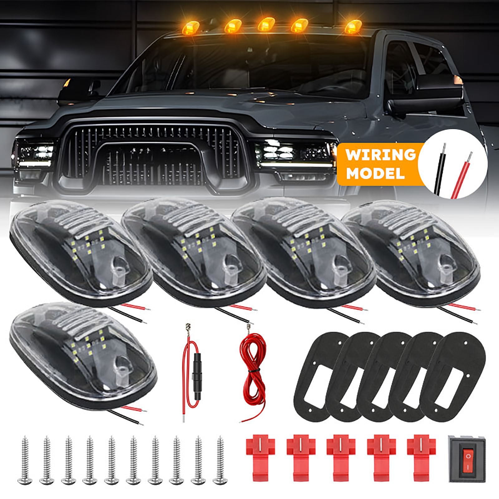 Truck Cab Roof Lights 16 LED, Universal Marker Lights for Pickup SUV RV Trailer, Waterproof LED ...