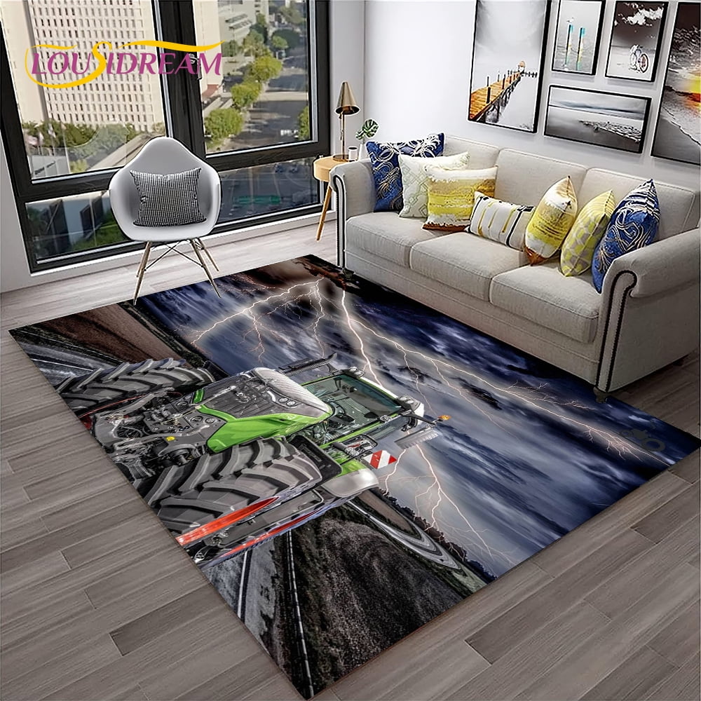 Truck Car 3D Series Retro Tractor Carpet Rug for Home Living Room ...