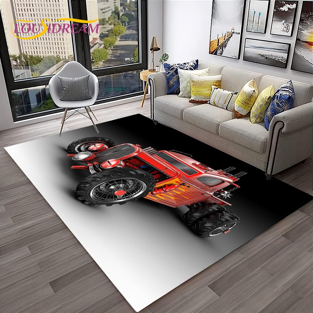 Truck Car 3D Series Retro Tractor Carpet Rug for Home Living Room ...