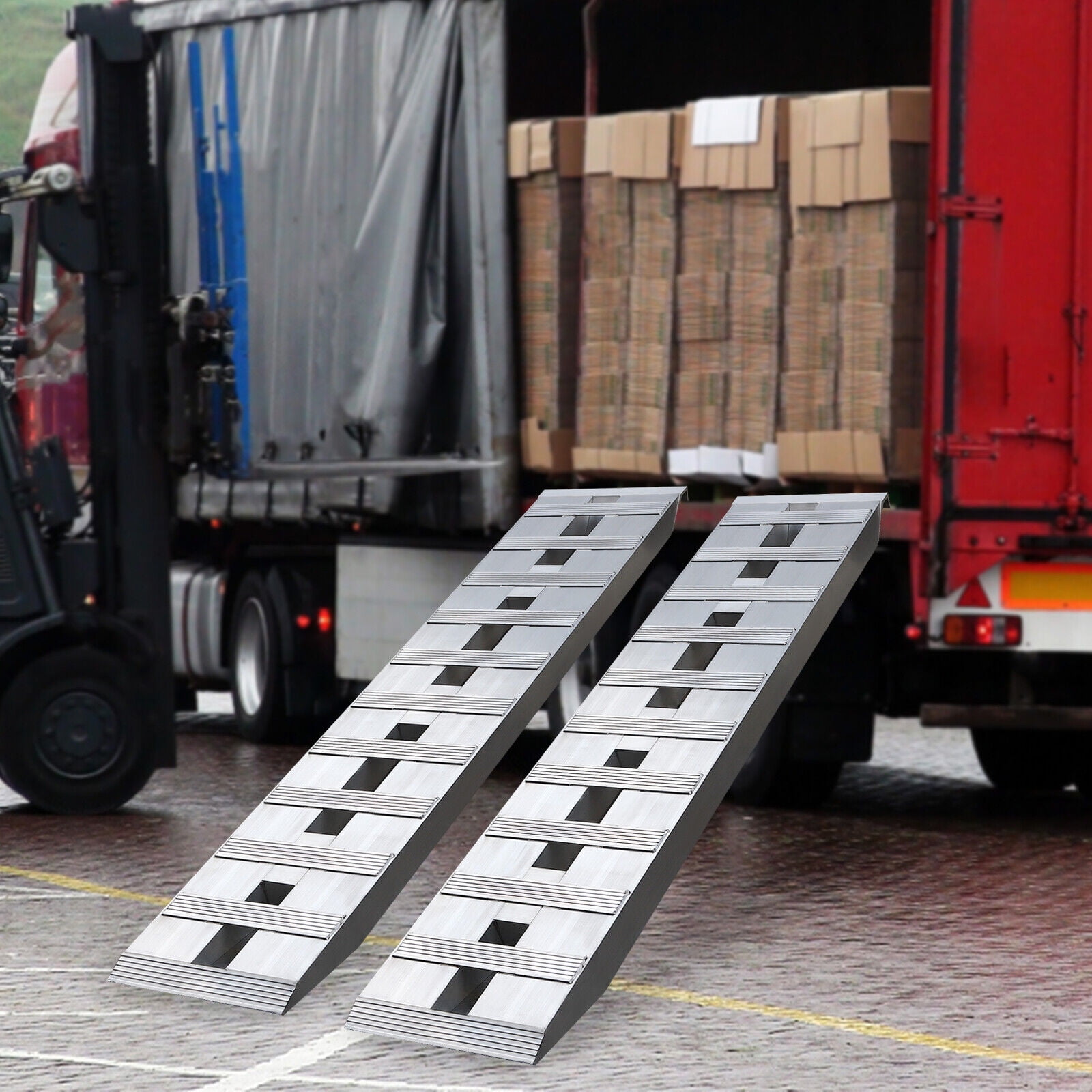 Truck Car Auto Trailer Ramps Universal Hook Aluminum Loading Ramps 2 ...