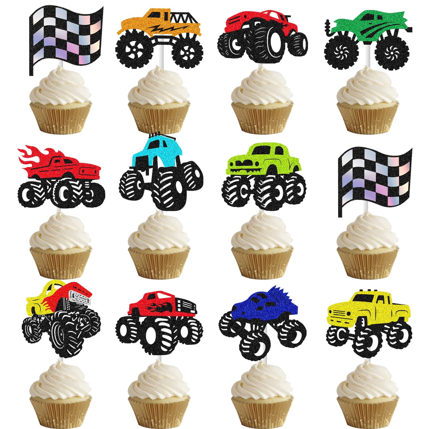 Truck Car Cupcake Toppers Truck Car Birthday MDH1Cake Decorations ...