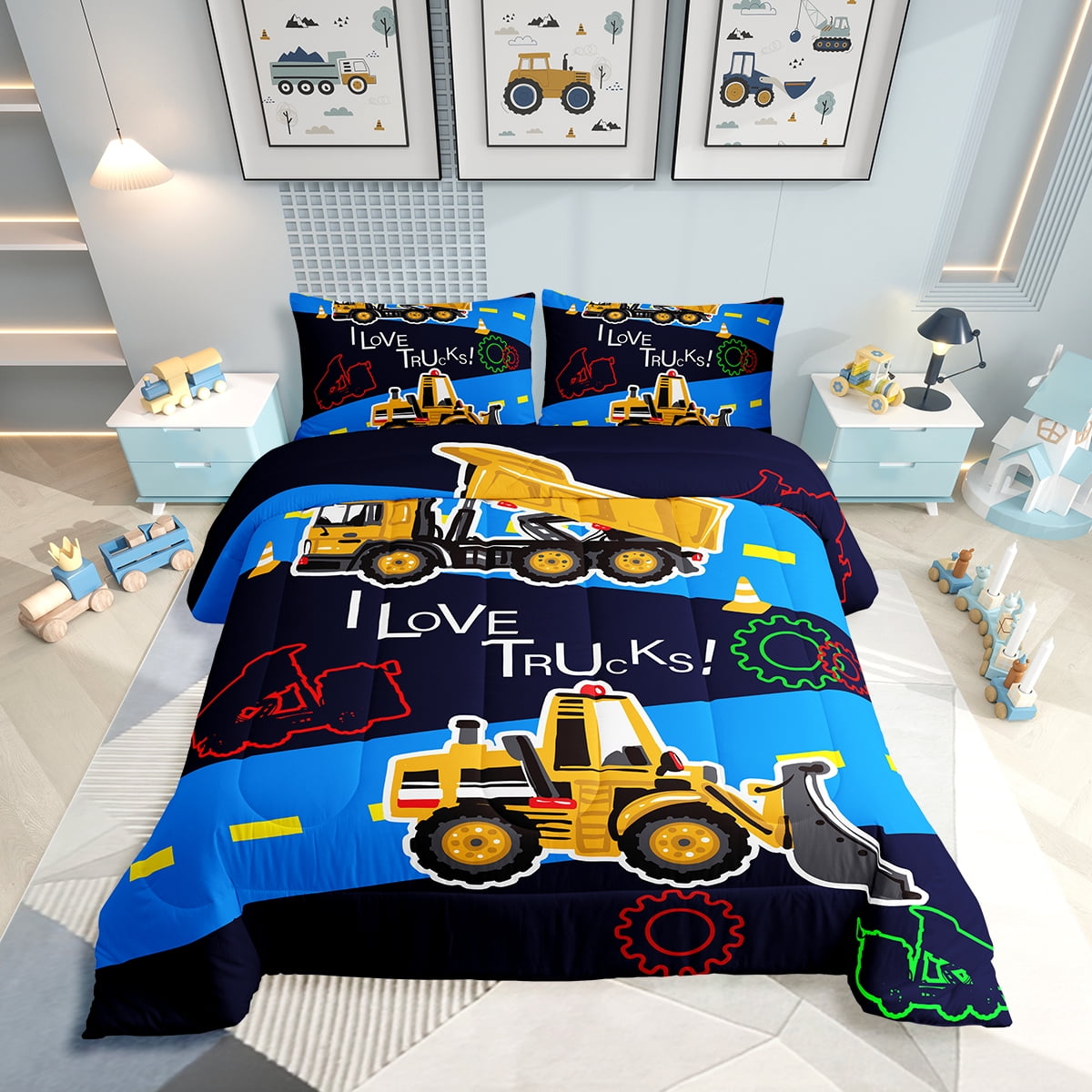 Truck Comforter Set Twin Down Comforter Excavator Equipment Truck ...