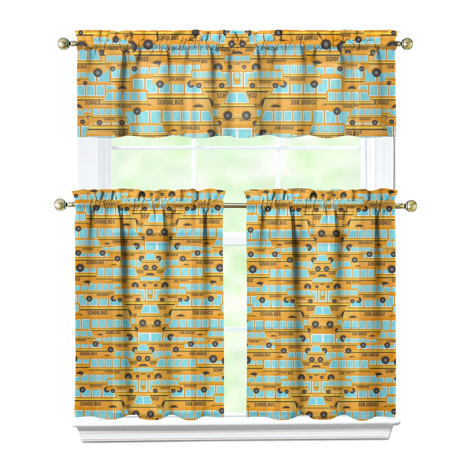 Truck Construction Vehicle Kitchen Curtains Tier and Valance Set ...
