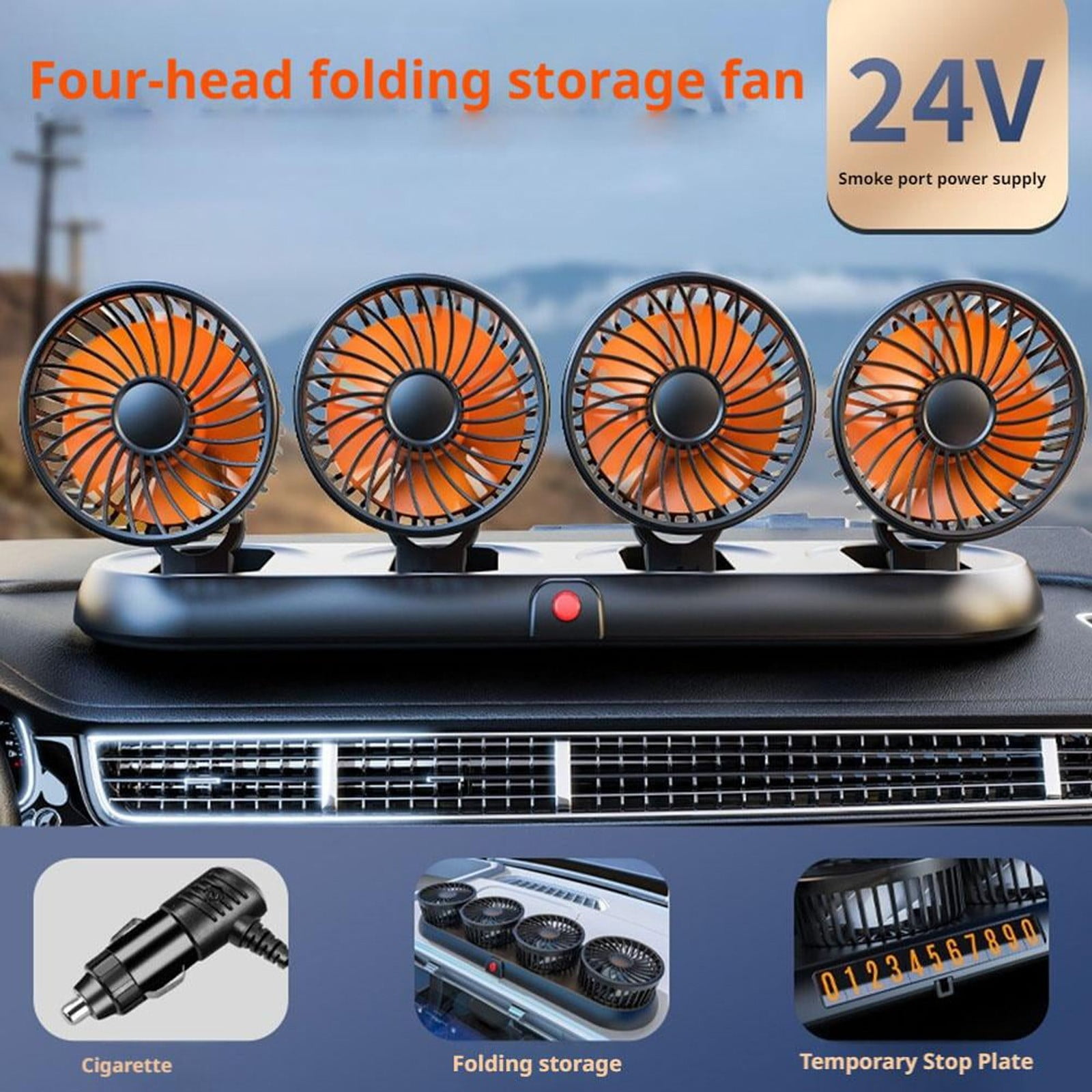 Truck Cooling Fan Plastic Four Giant Portable Ac For Car Three Speed ...