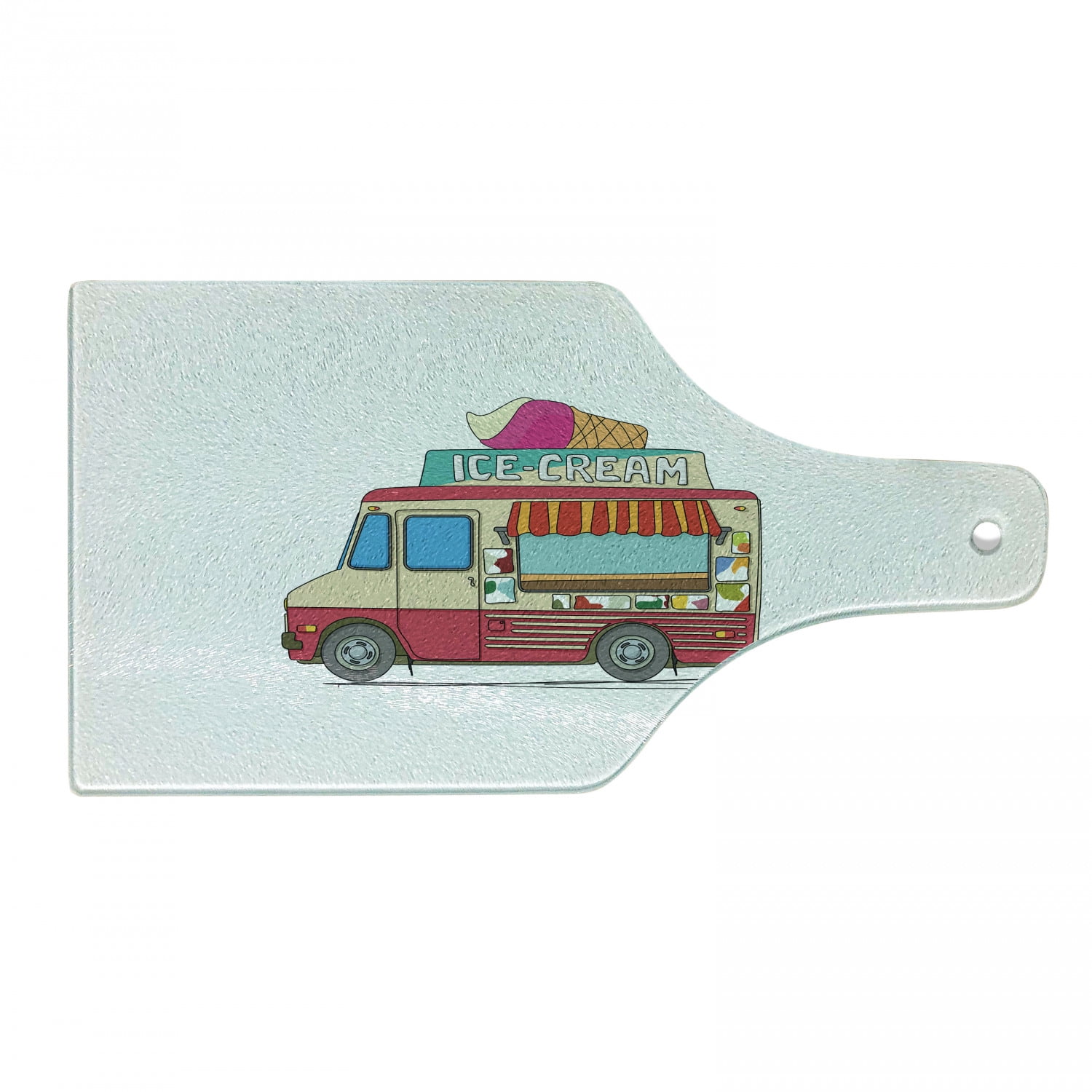 Truck Cutting Board, Ice Cream Truck Colorful Illustration Business ...