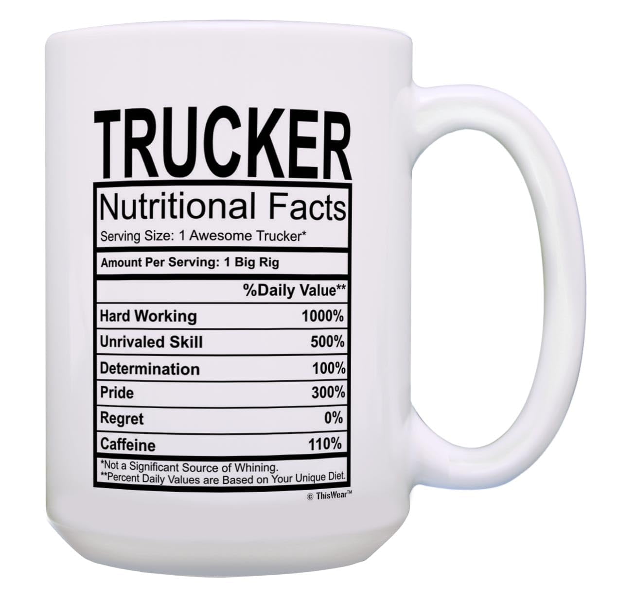 THISWEAR Truck Driver Gifts 15oz Ceramic Coffee Mug, Microwave Safe ...
