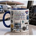 Truck Driver Mug 3D Effect, Custom Driver Route Mug for Trucker Coffee ...