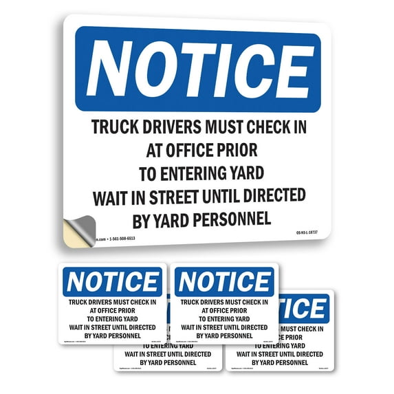 Truck Drivers Must Check In At Office Prior OSHA Notice Vinyl Decal ...