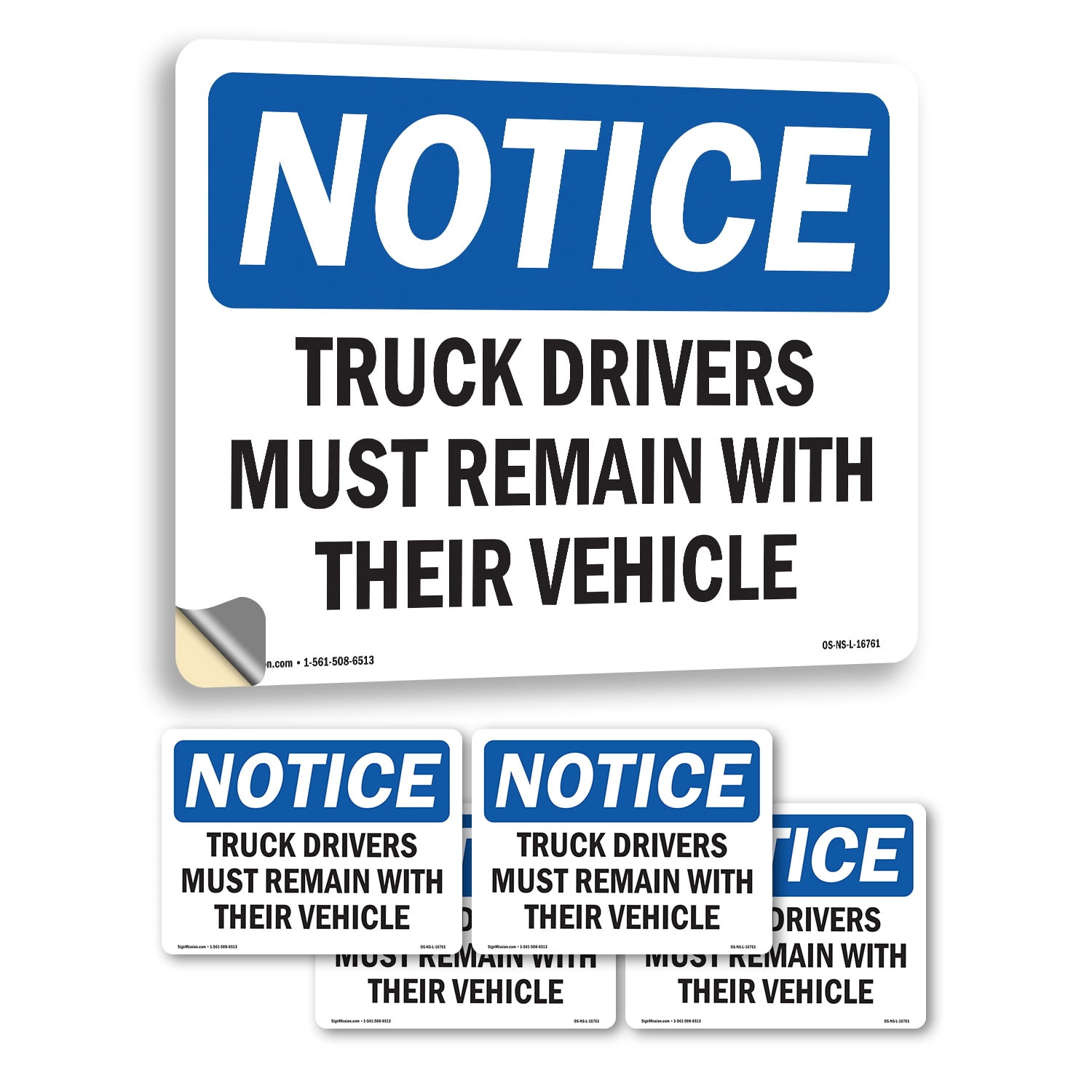 Truck Drivers Must Remain With Their Vehicle OSHA Notice Vinyl Decal ...