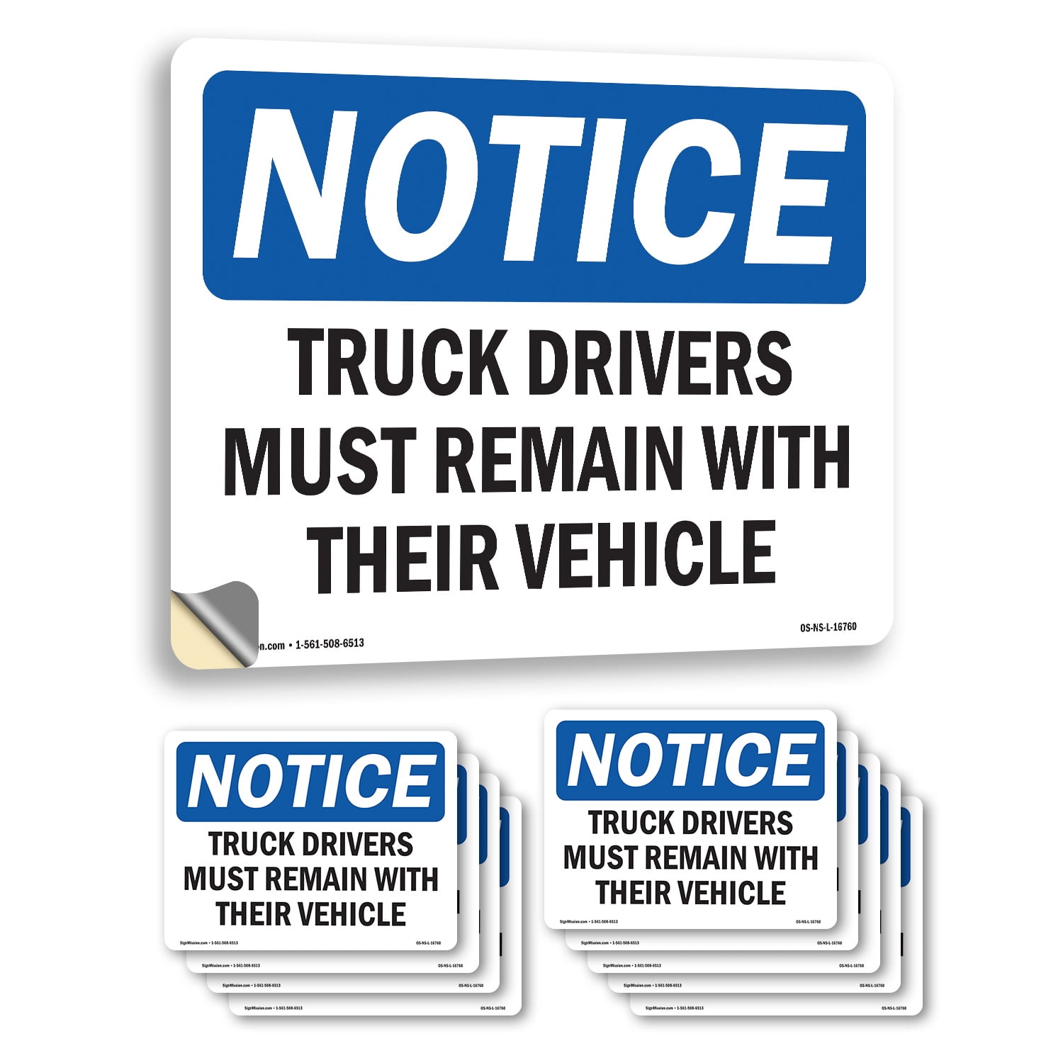 Truck Drivers Must Remain With Their Vehicle OSHA Notice Vinyl Decal ...
