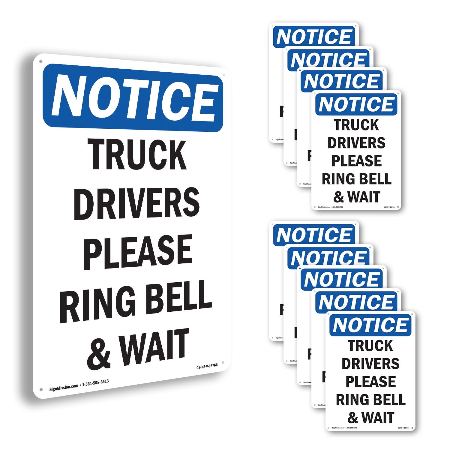 Truck Drivers Please Ring Bell And Wait OSHA Notice Rigid Plastic Sign ...
