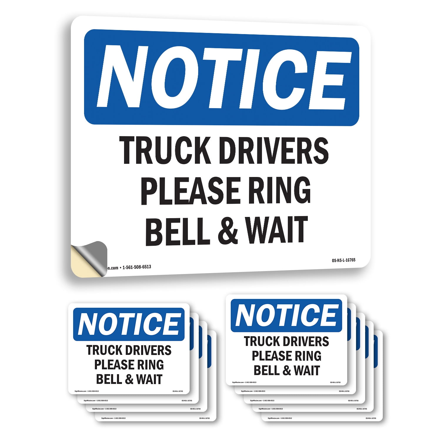 Truck Drivers Please Ring Bell And Wait OSHA Notice Vinyl Decal Label ...