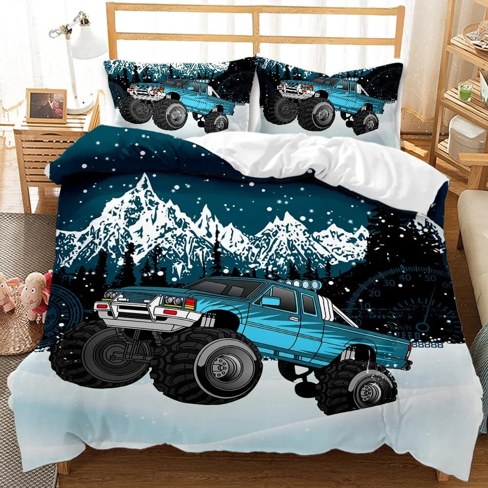 Truck Duvet Cover Set Automobile Blue Pickup Truck Off Road Vehicle ...
