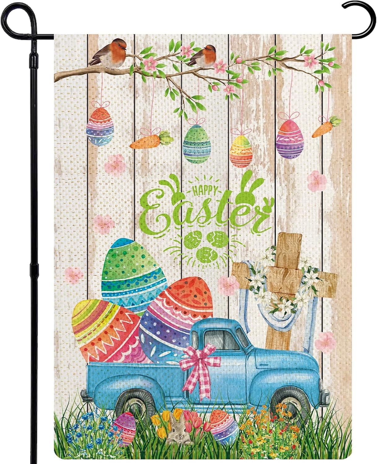 Truck Easter Garden Flags for Outside, Religious Jesus Cross Easter ...