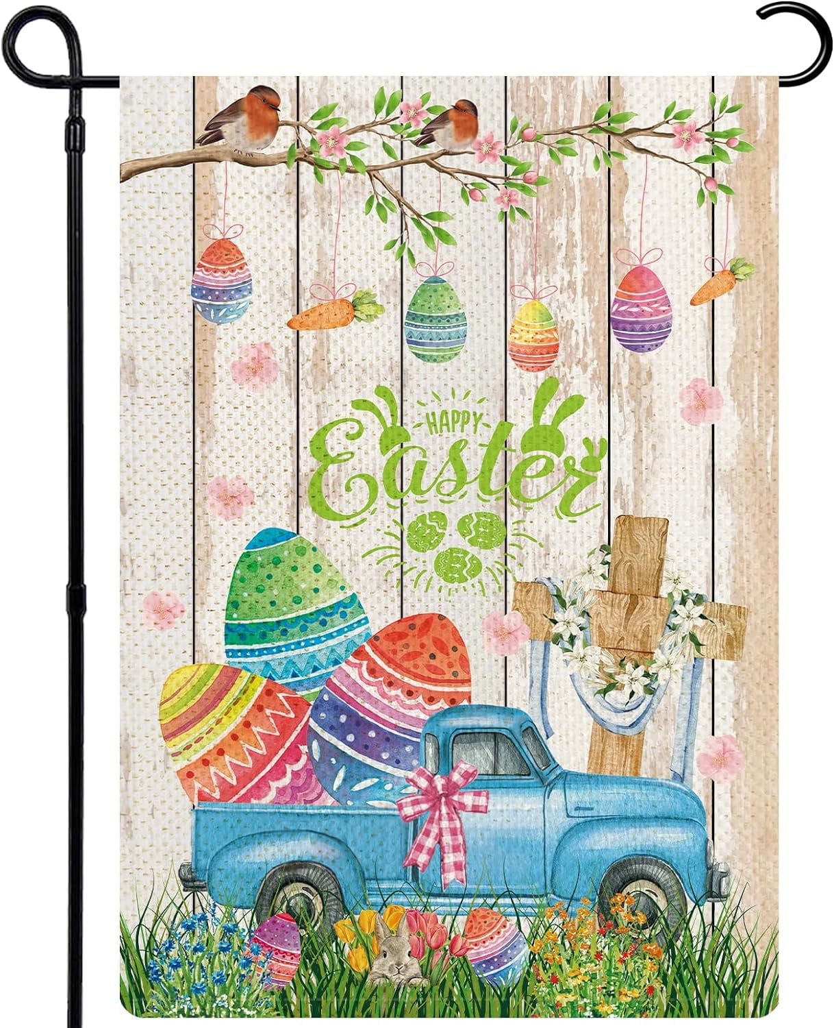 Truck Easter Garden Flags for Outside, Religious Jesus Cross Easter ...