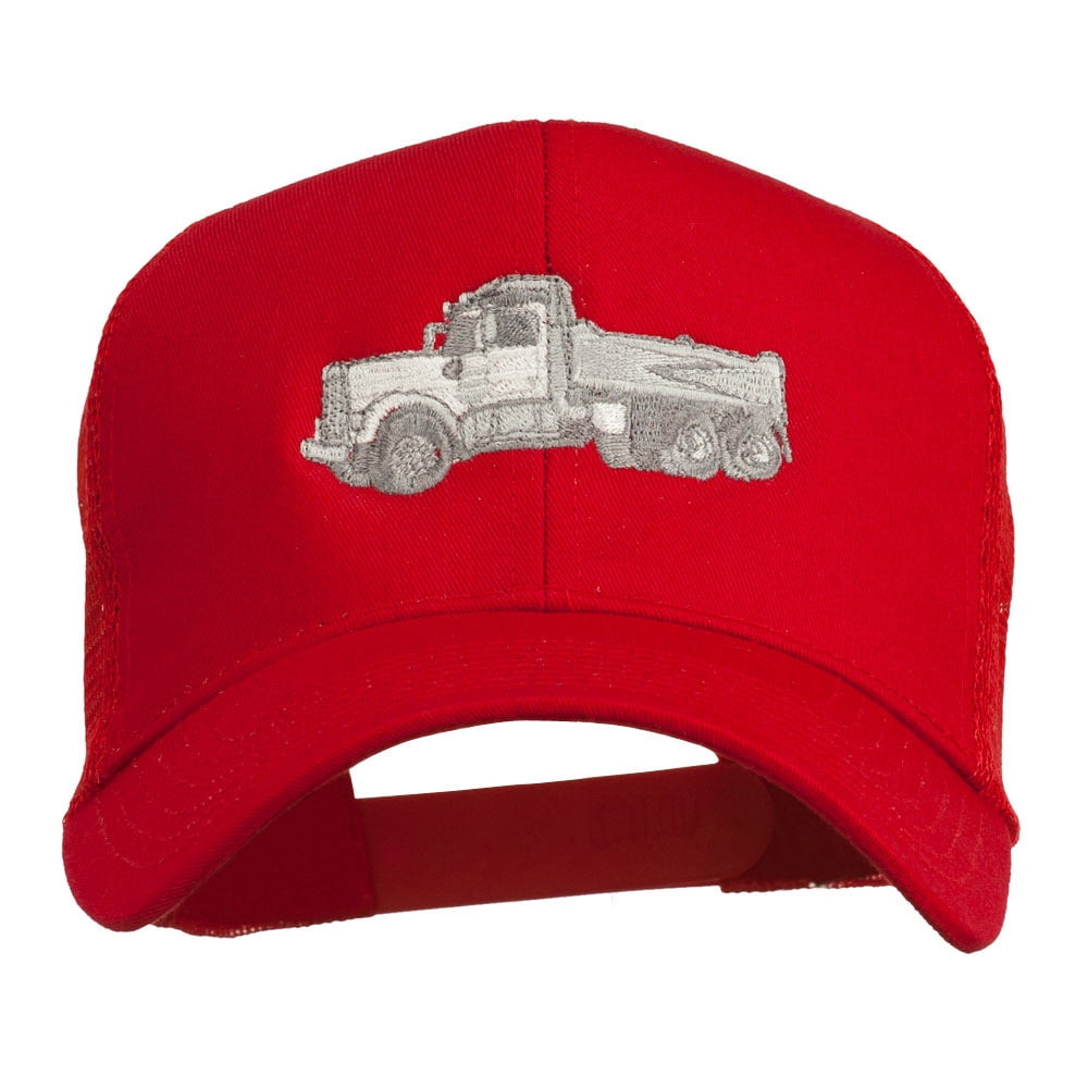 Truck Embroidered Mesh Back Twill Snapback Cap - Red OSFM - Walmart.com