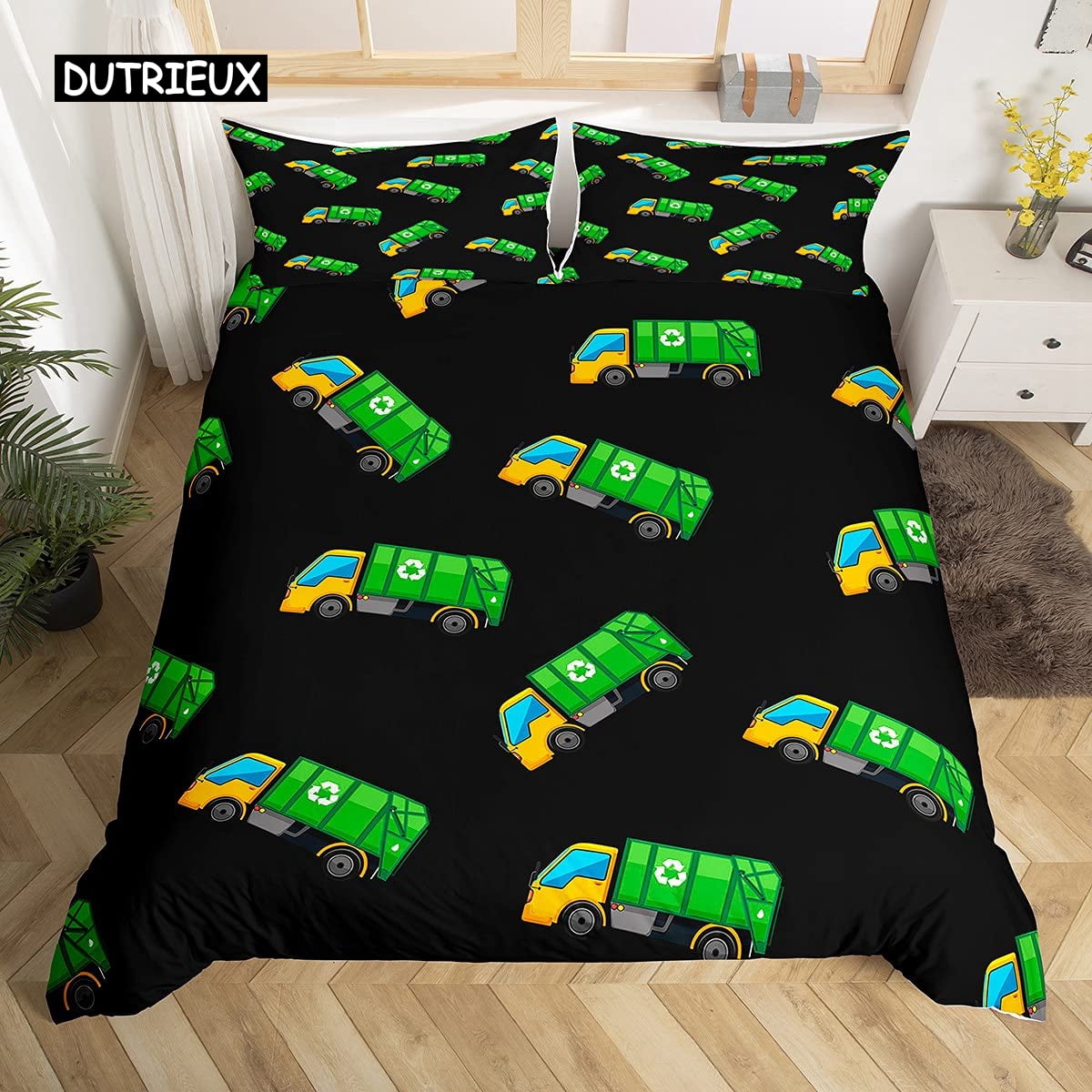 Truck Excavator Duvet Cover Set Size for Kids Nursery Cartoon Tractor ...