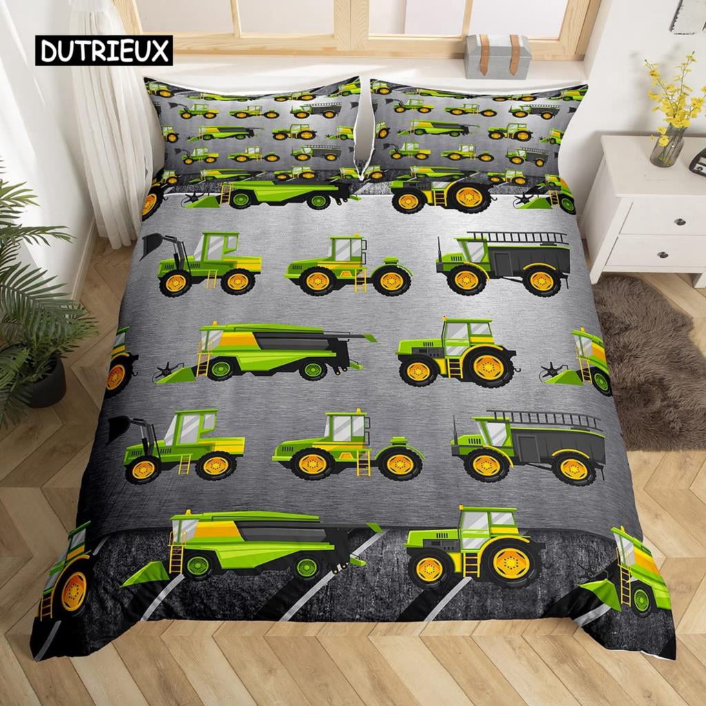Truck Excavator Duvet Cover Set Size for Kids Nursery Cartoon Tractor ...