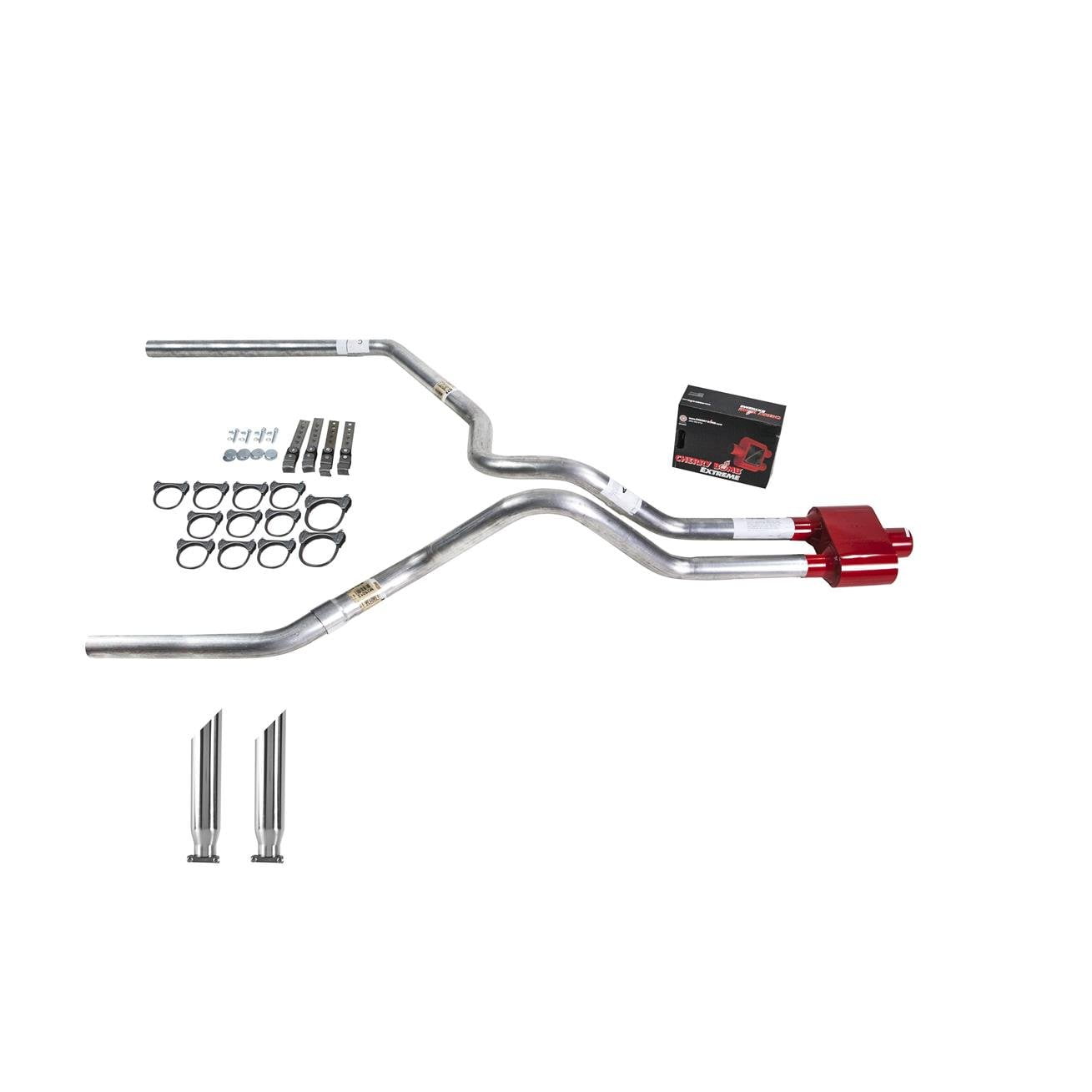 Truck Exhaust Kits - DIY dual exhaust system 2.5 SS pipe Cherry Bomb Extreme SC Tip - Walmart.com
