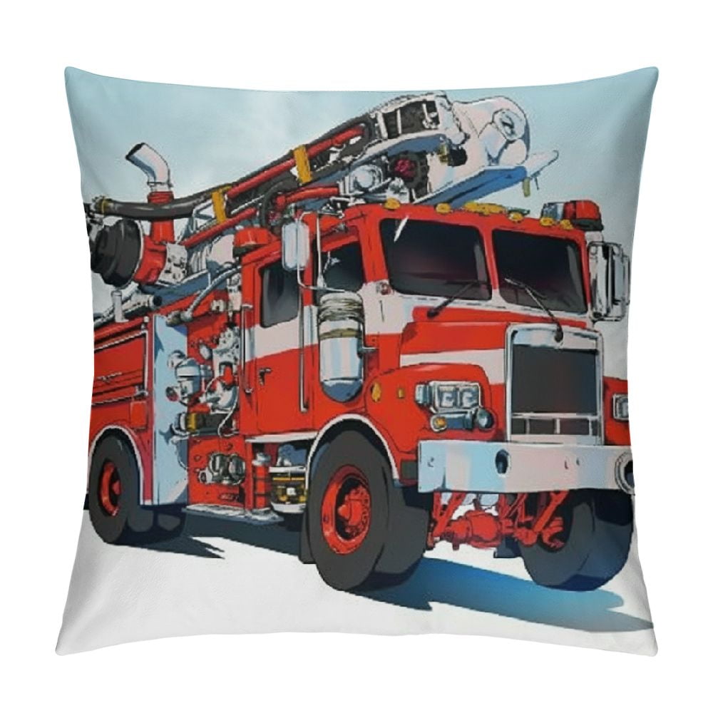 Truck Pillow Sham, Fire Brigade Vehicle Emergency Aid for Public ...