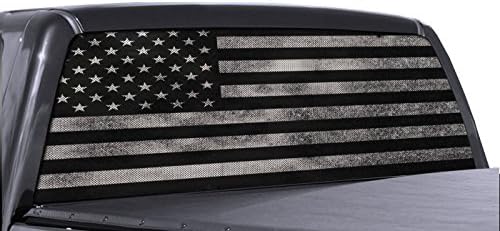 Truck Rear Window Wrap Black & White Distressed Flag Perforated Vinyl ...