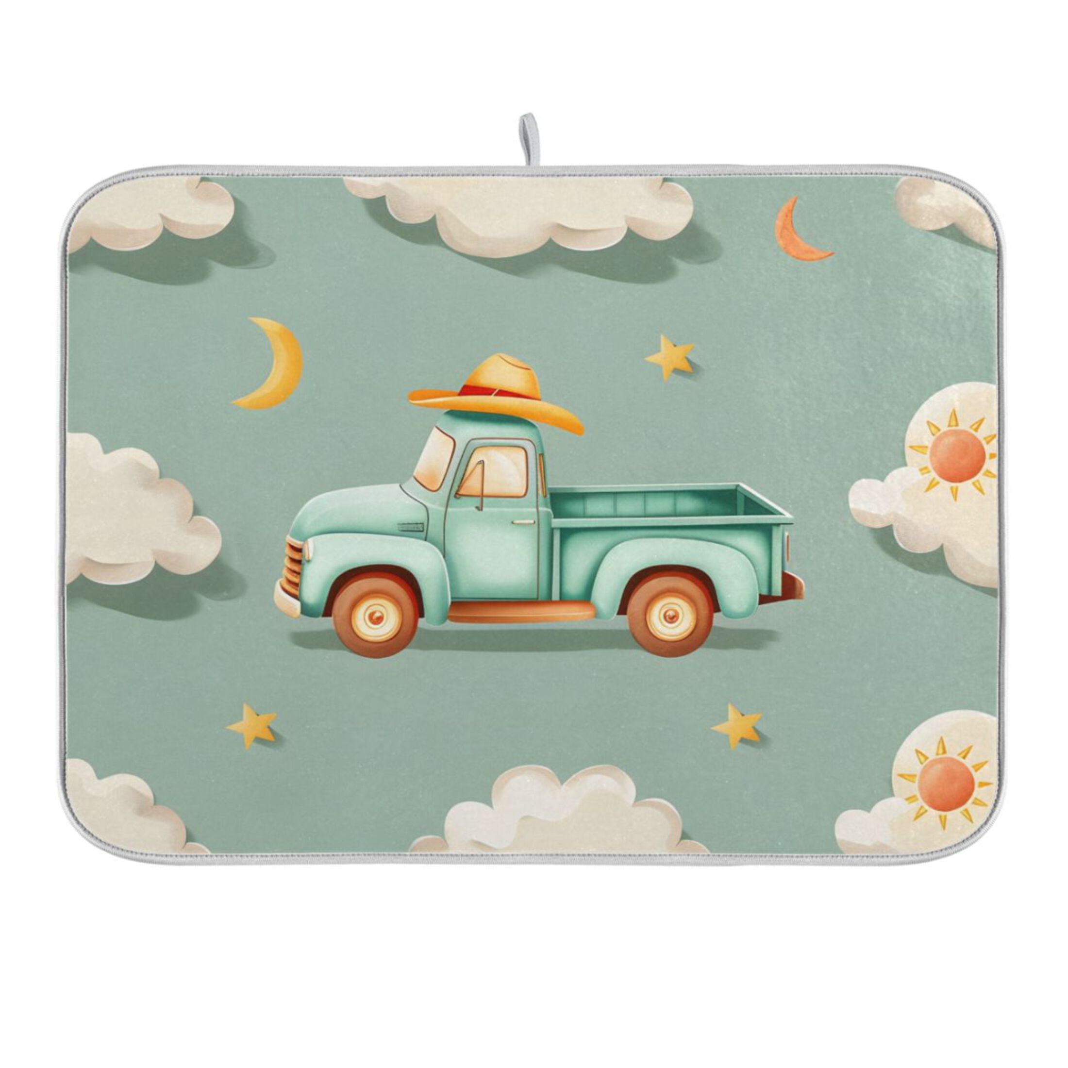 Truck and Straw Hat Dish Drying Mat for Kitchen Counter 18x24 In ...