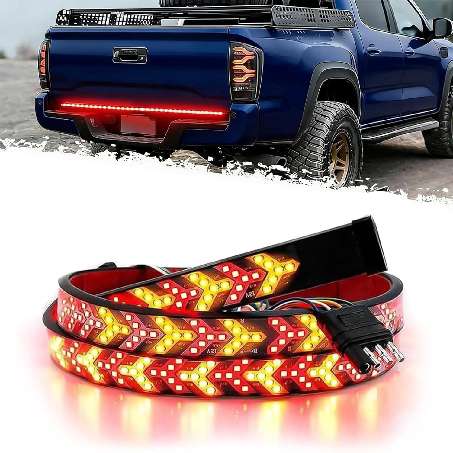 Truck Tailgate Strip Light Led Bar, Red & Amber Sequential Turn Signal ...