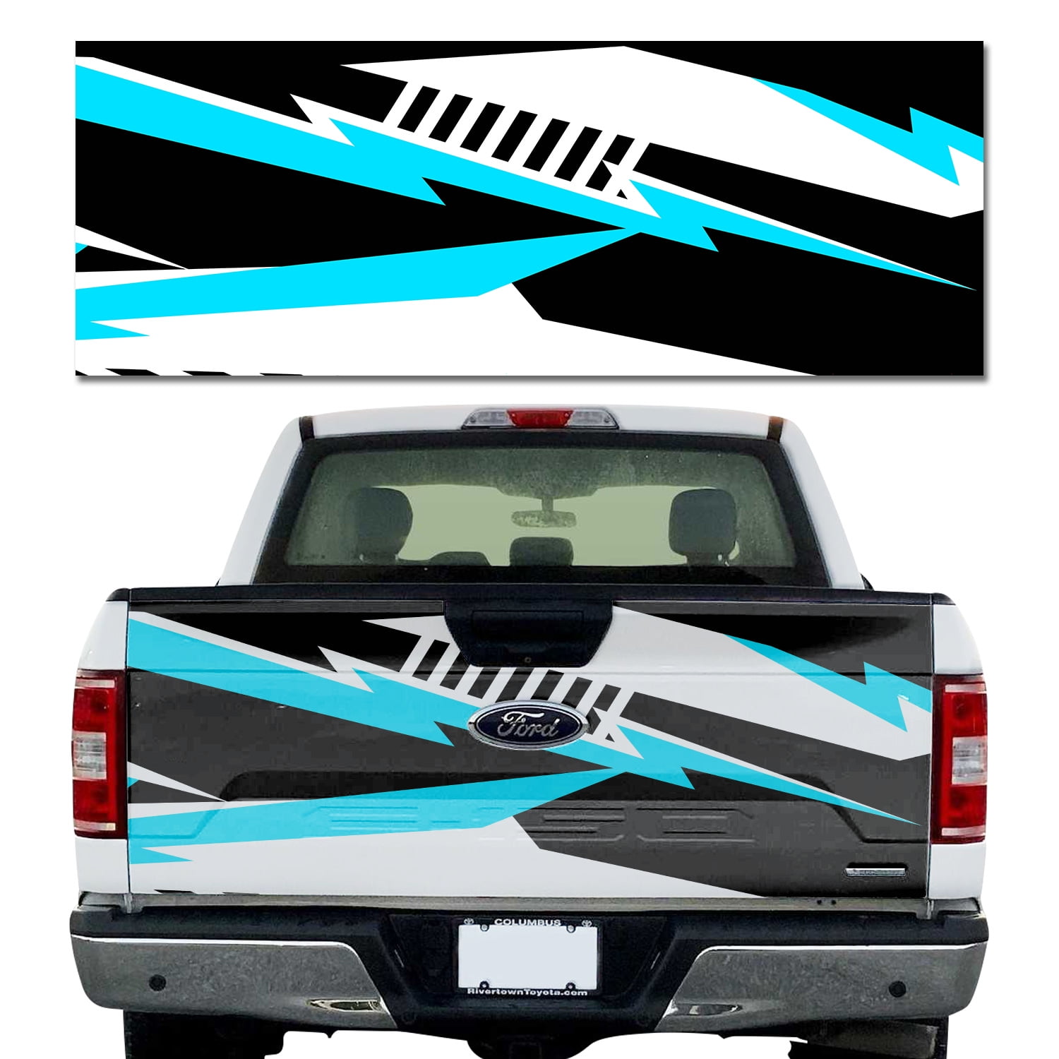 Truck Tailgate Wrap Bars and Bolts Cyan HD Decal Graphics MightySkins ...