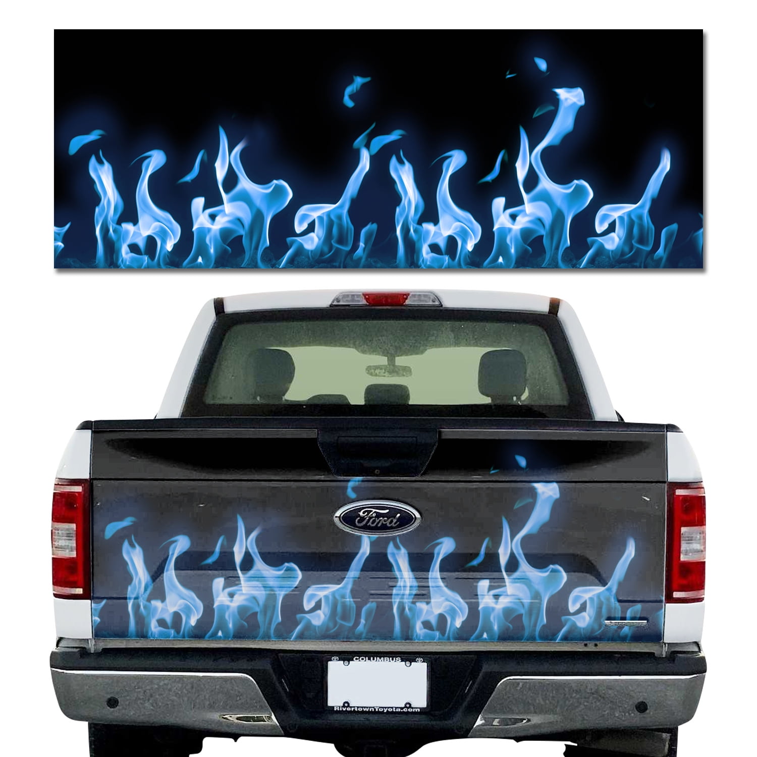 Truck Tailgate Wrap Blue Flames HD Decal Graphics MightySkins ...