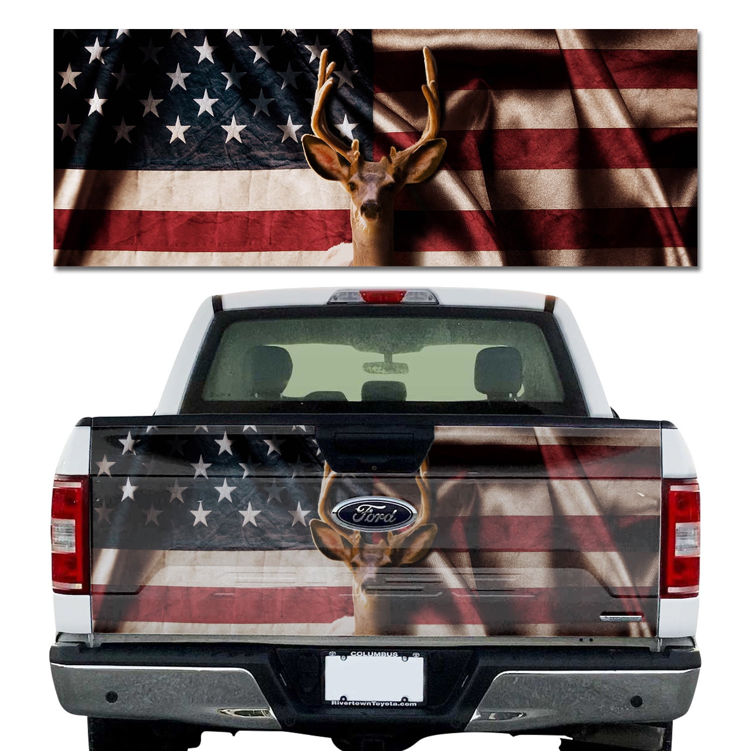 Truck Tailgate Wrap Deer and Stripes HD Decal Graphics MightySkins ...