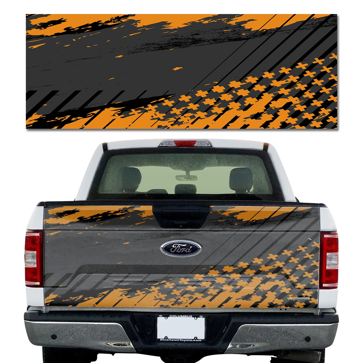 Truck Tailgate Wrap Grunge Cross Orange HD Decal Graphics MightySkins ...