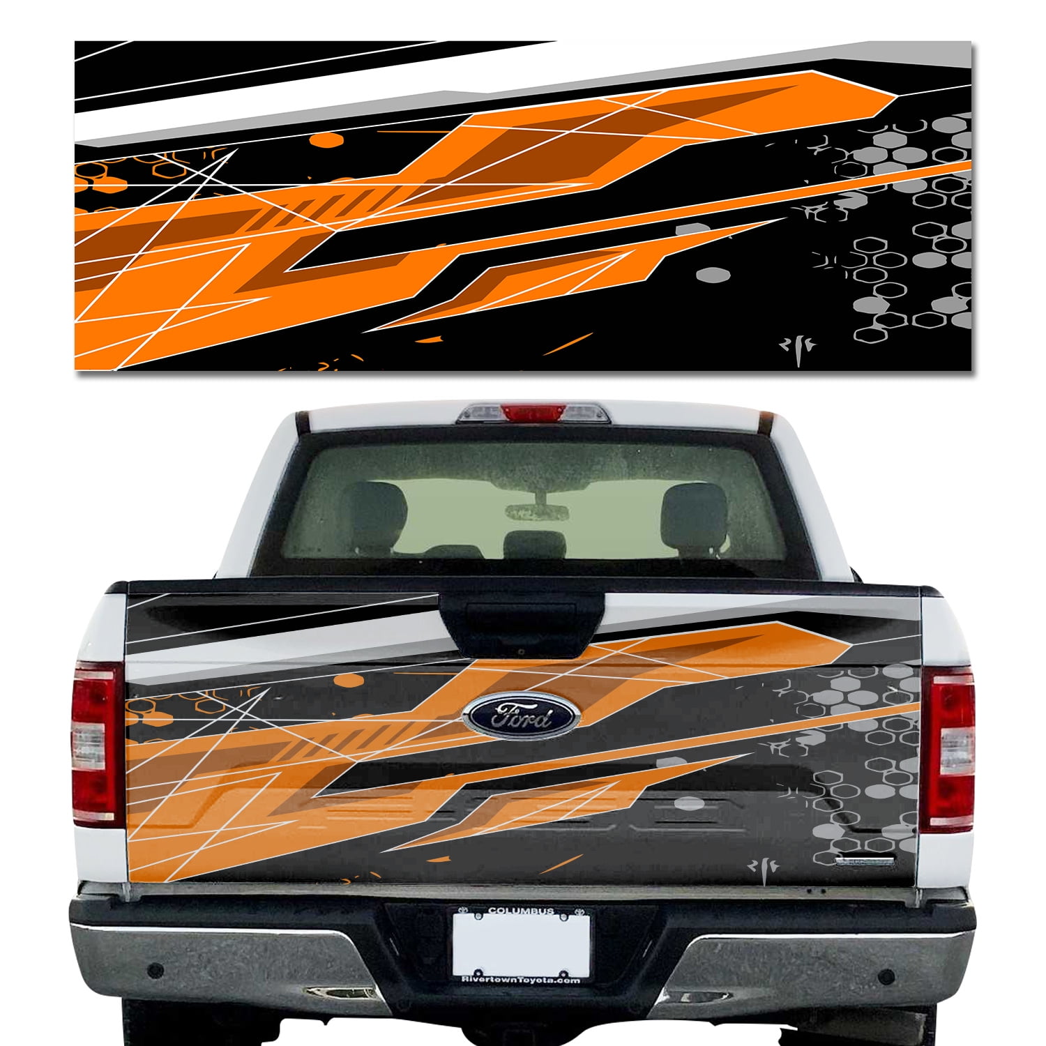 Truck Tailgate Wrap Racing Chaos Orange HD Decal Graphics MightySkins ...