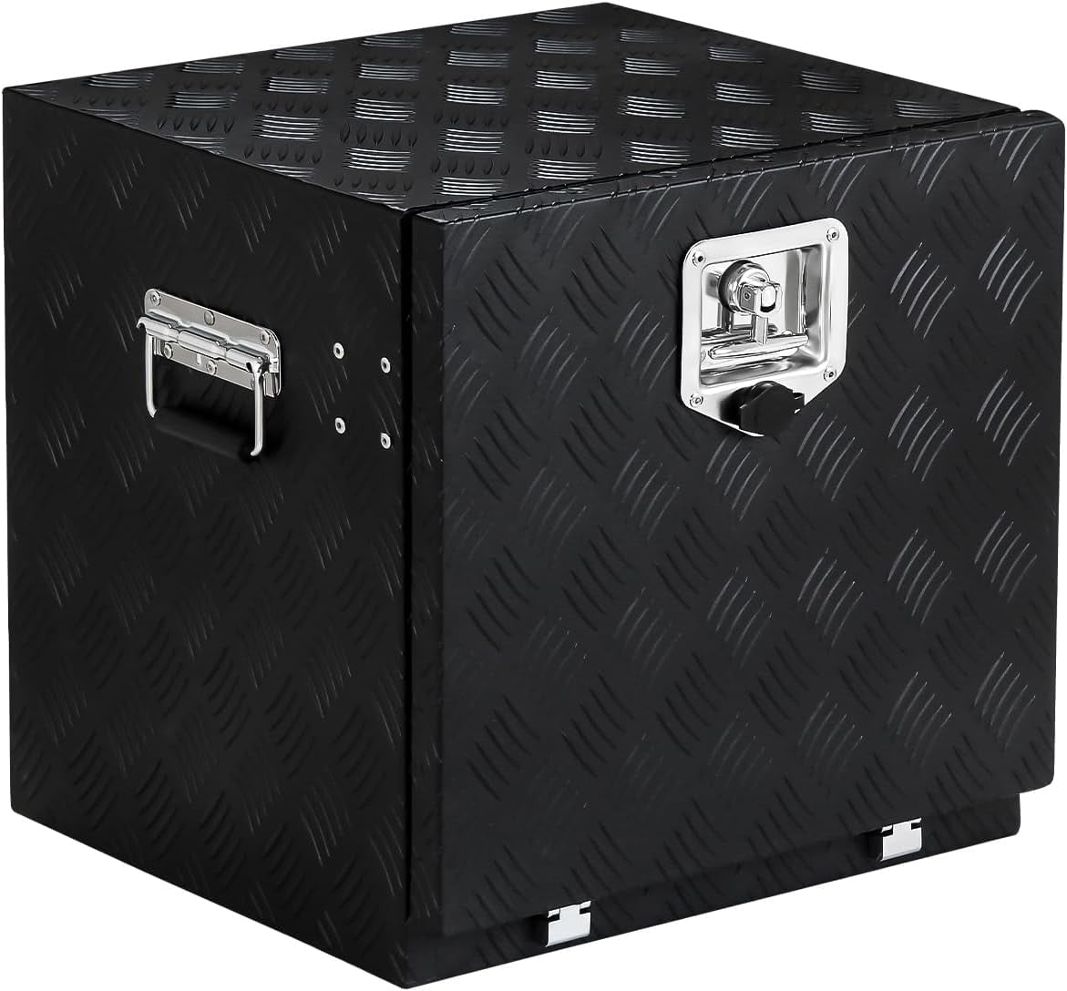 Truck Tool Box, 18x17x18 Inch Black Aluminum Tool Box with Security T ...