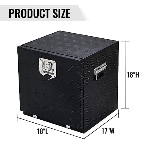 Truck Tool Box, 18x17x18 Inch Black Aluminum Tool Box with Security T ...