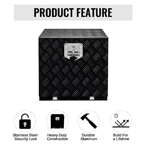 Truck Tool Box, 18x17x18 Inch Black Aluminum Tool Box with Security T ...