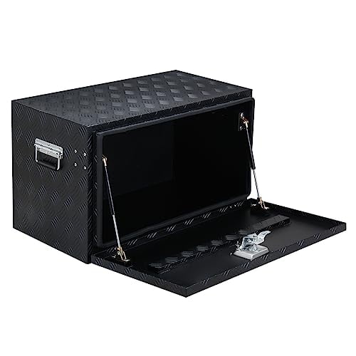 Truck Tool Box, 30x17x18 Inch Black Aluminum Tool Box with Security T ...