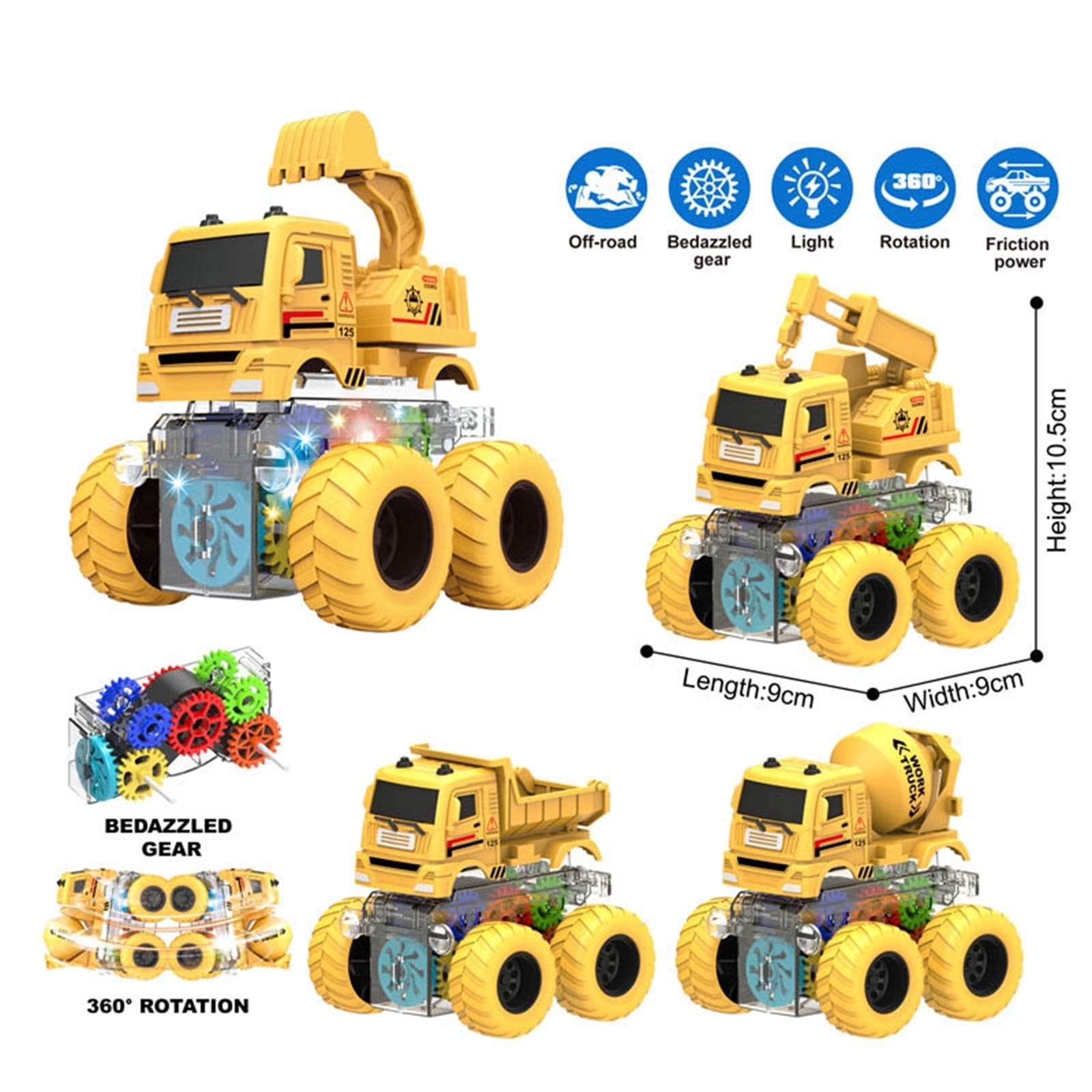 Truck Toys for Boys and Girls - Friction Powered Push and Go Toy Cars ...