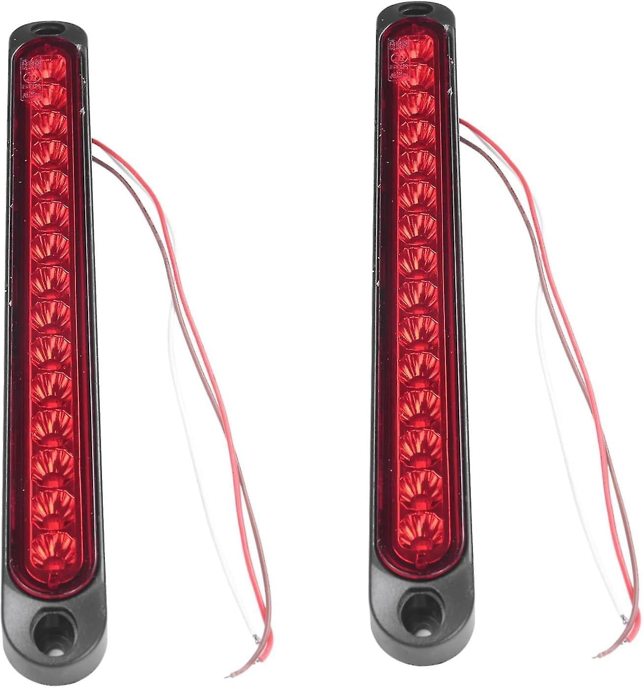 Truck Trailer RV 10 Inch Red LED Third Strip Brake Lights - 2X 15 LEDs ...