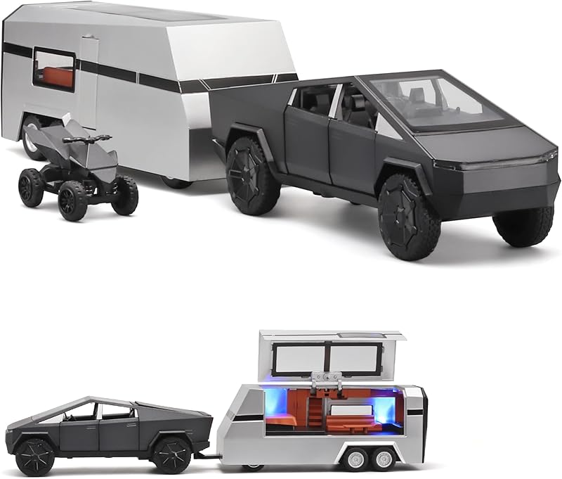 Truck and Trailer Toys for Boys 1/32 Toy Truck with Trailer,Die Cast Metal Truck Trailer RV Toy ...