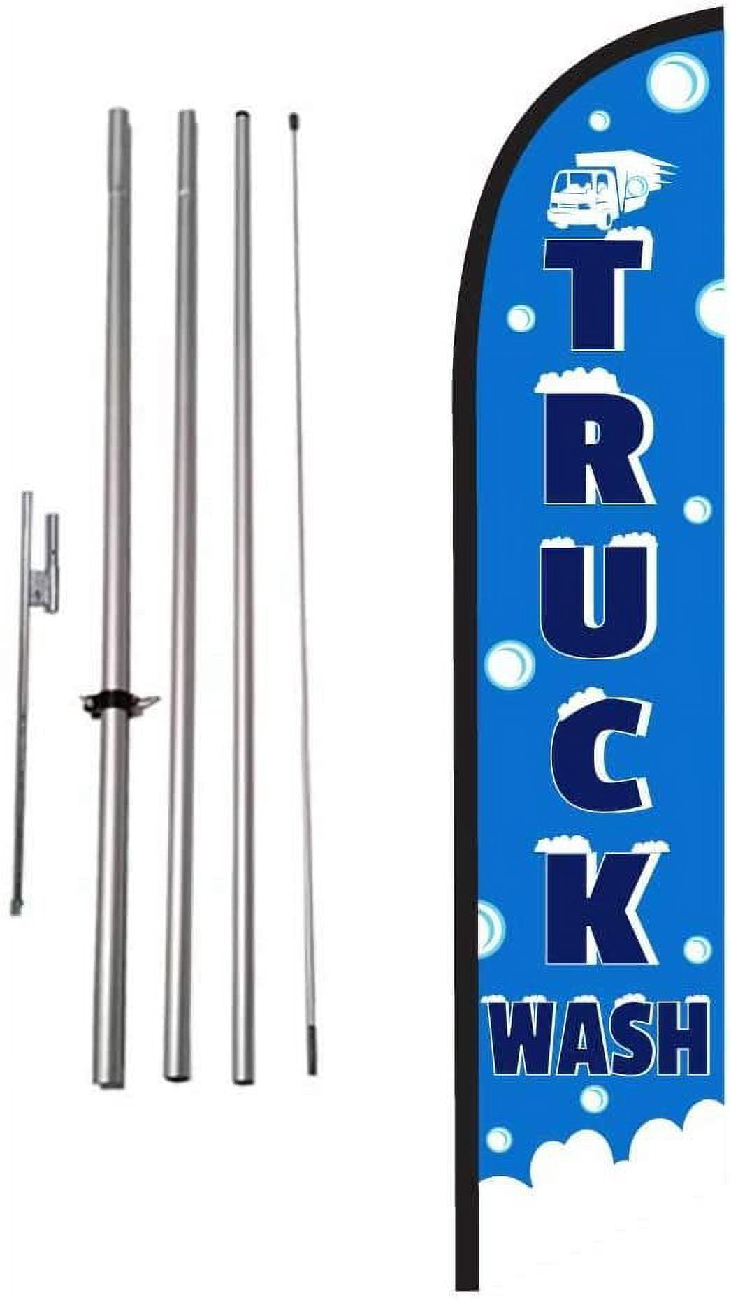 Truck Wash Advertising Feather Banner Swooper Flag Sign with Flag Pole ...