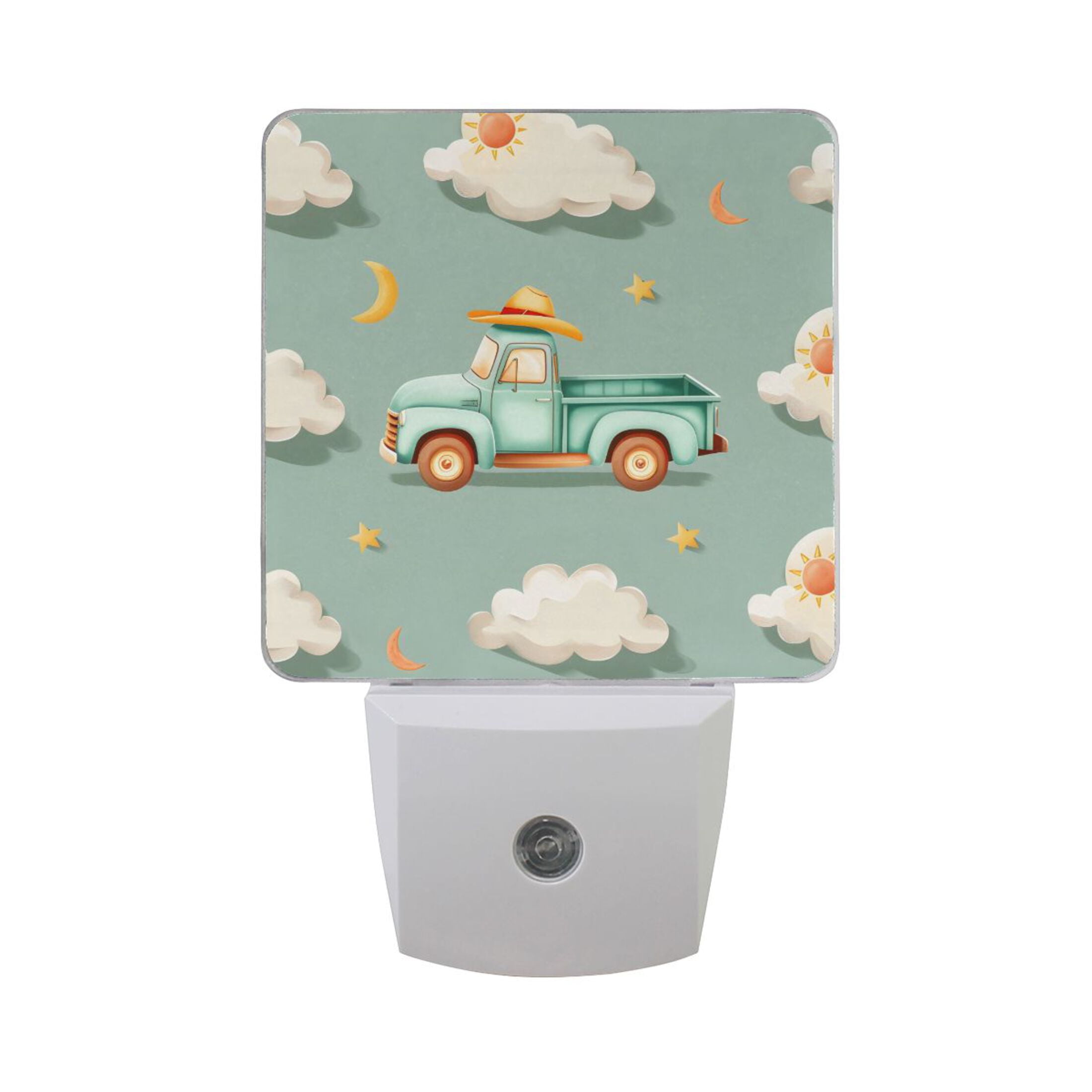 Truck and Straw Hat LED Night Light Dusk to Dawn Sensor 2 Pack Plug-in ...