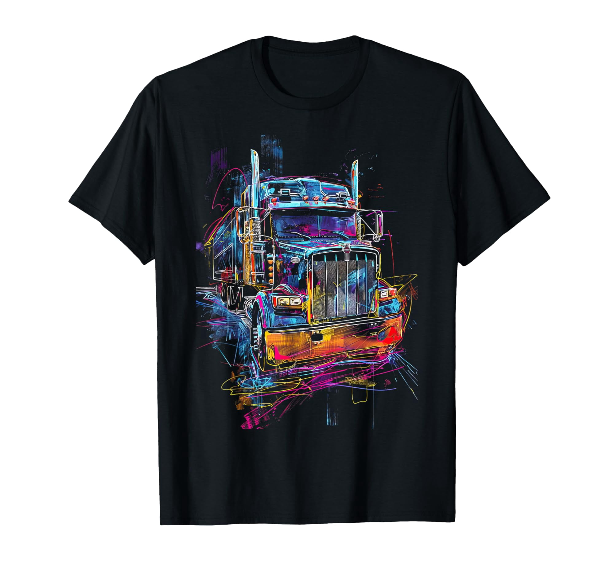 Trucker American Flag Big Rig Semi-Trailer Truck Driver T-Shirt ...