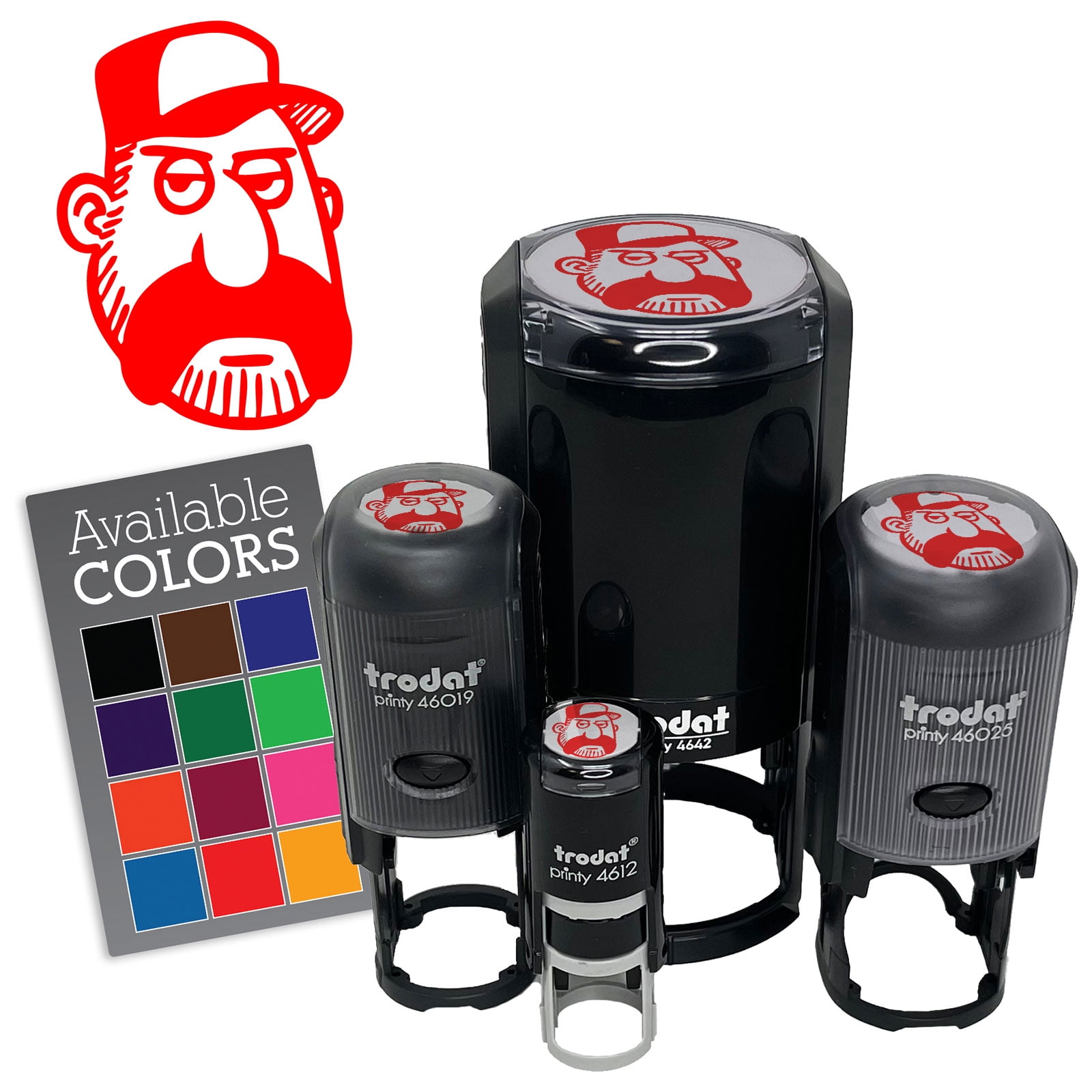 Trucker Man with Hat and Mustache Self-Inking Rubber Stamp for Stamping ...